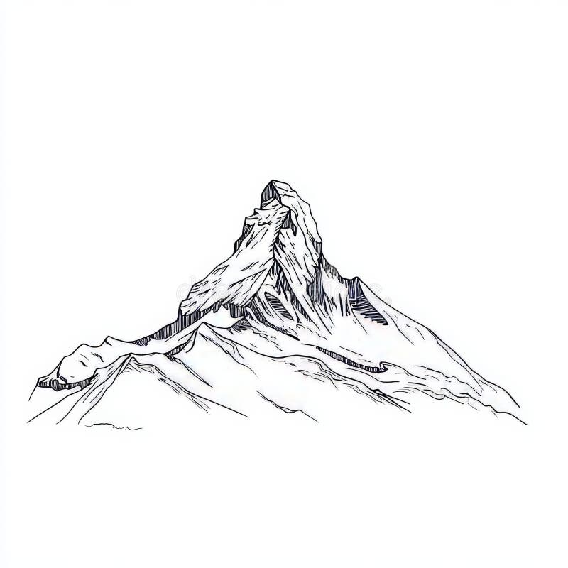A Hand-drawn Comic Illustration of the Matterhorn in a Modern Doodle ...