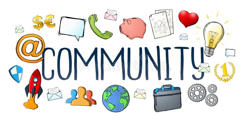 Community Text Sign on Concrete Wall 3d Render Stock Illustration ...