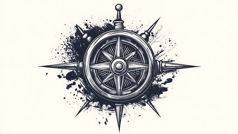 Hand-drawn compass stock illustration. Illustration of direction ...