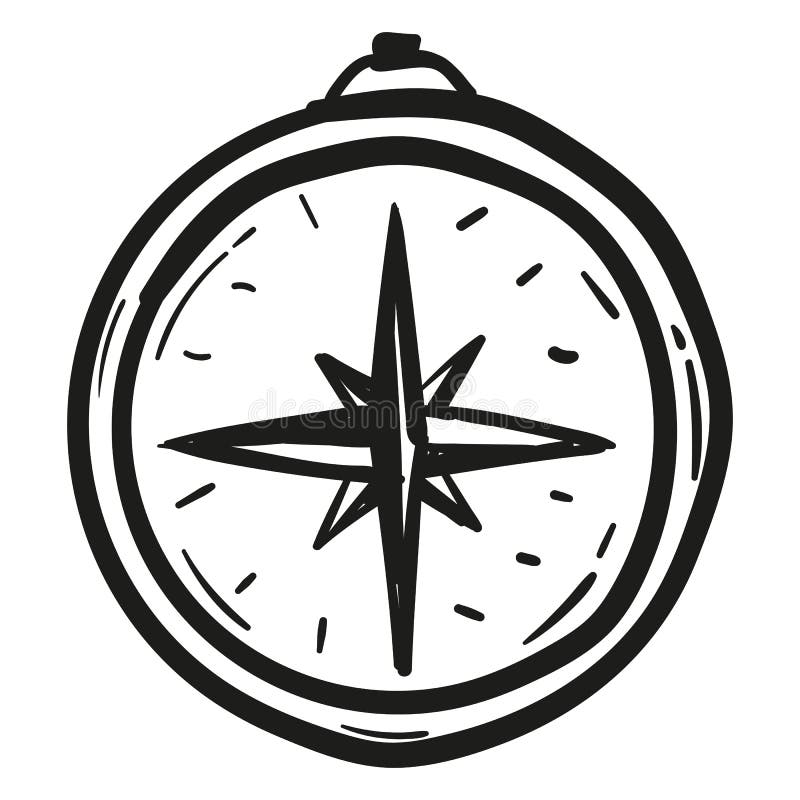 Hand Drawn Compass Icon in Doodle Style Isolated Stock Vector ...