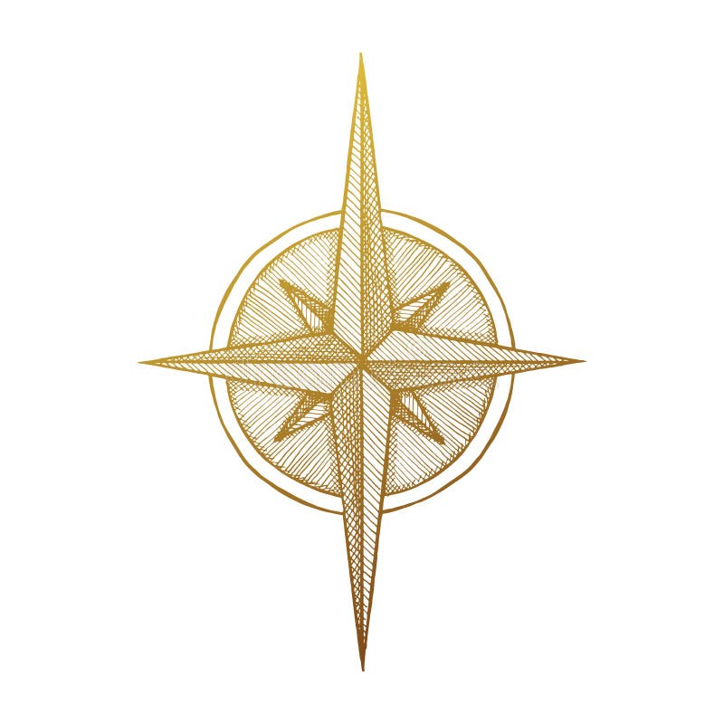 Hand Drawn Compass Wind Rose Symbol Stock Vector - Illustration of ...