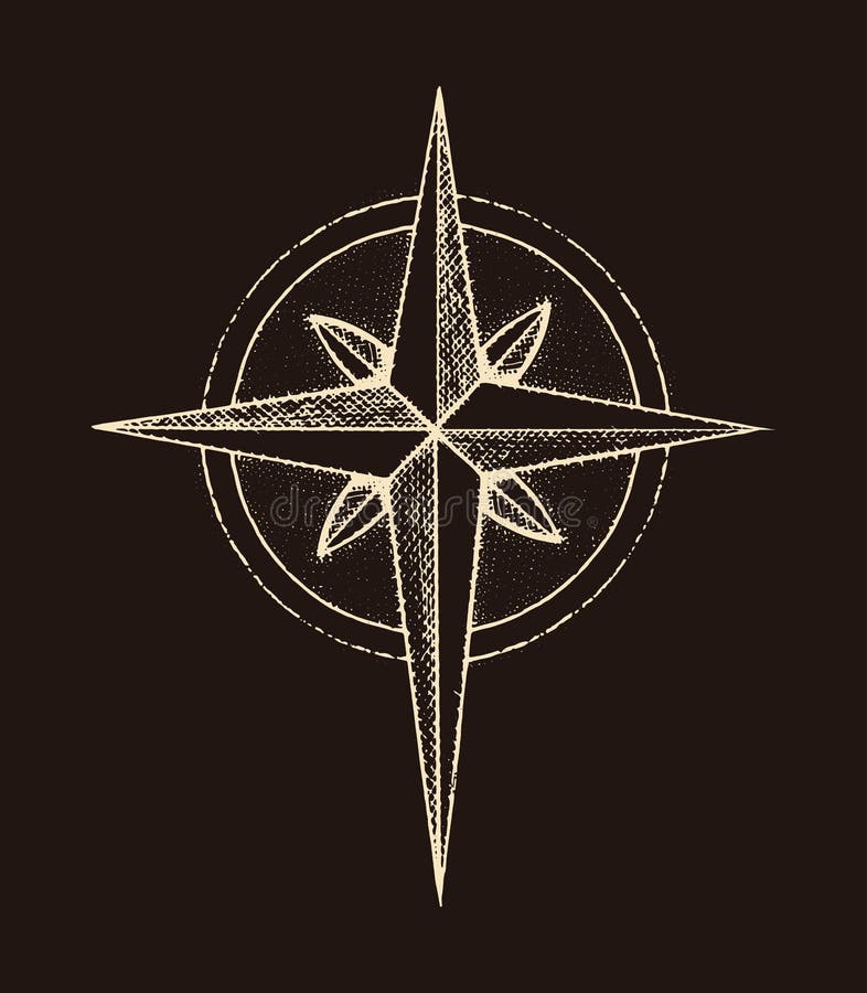 Hand Drawn Compass Wind Rose Symbol Stock Vector - Illustration of ...