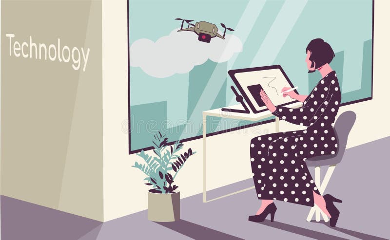 Hand Drawn Person Using Technology Illustration Stock Illustration ...