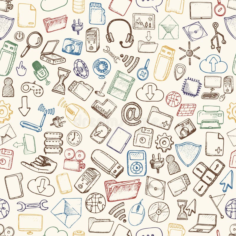 Hand Drawn Computer Icons Set. Stock Vector - Illustration of ...