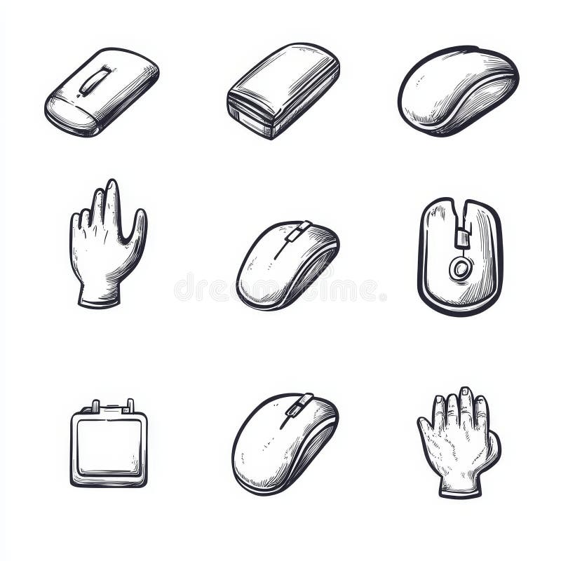 Hand Drawn Computer Mouse Icons Set. Vector Illustration Eps 10 Stock ...