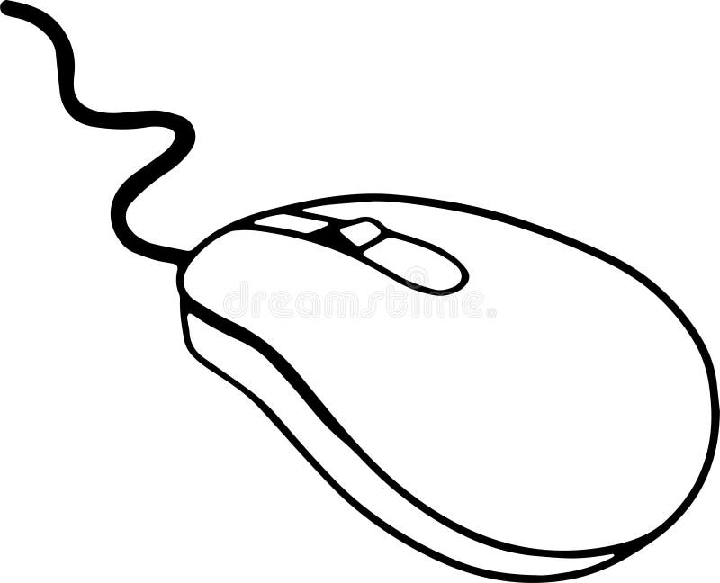 Hand Drawn Computer Mouse. Vector Design Element. Internet Technology ...