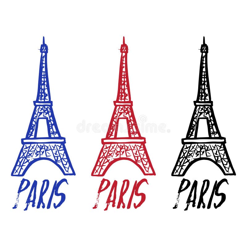 Hand Drawn Concept Logo with Eiffel Tower with Text Paris. Stock Vector ...