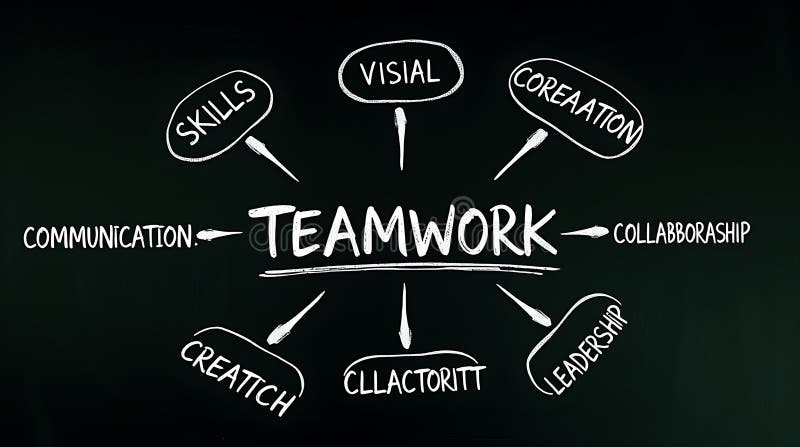 Hand-drawn Concept Map for Teamwork on a Chalkboard with Business ...