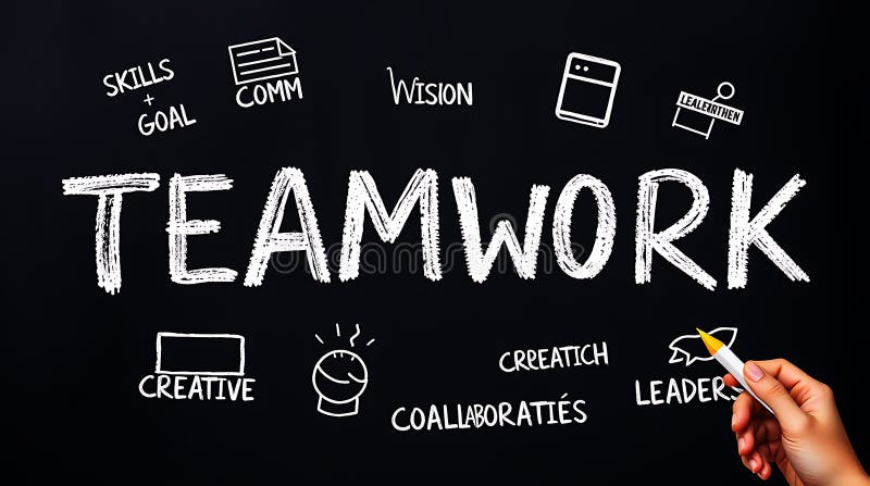 Hand-drawn Concept Map for Teamwork on a Chalkboard with Business ...