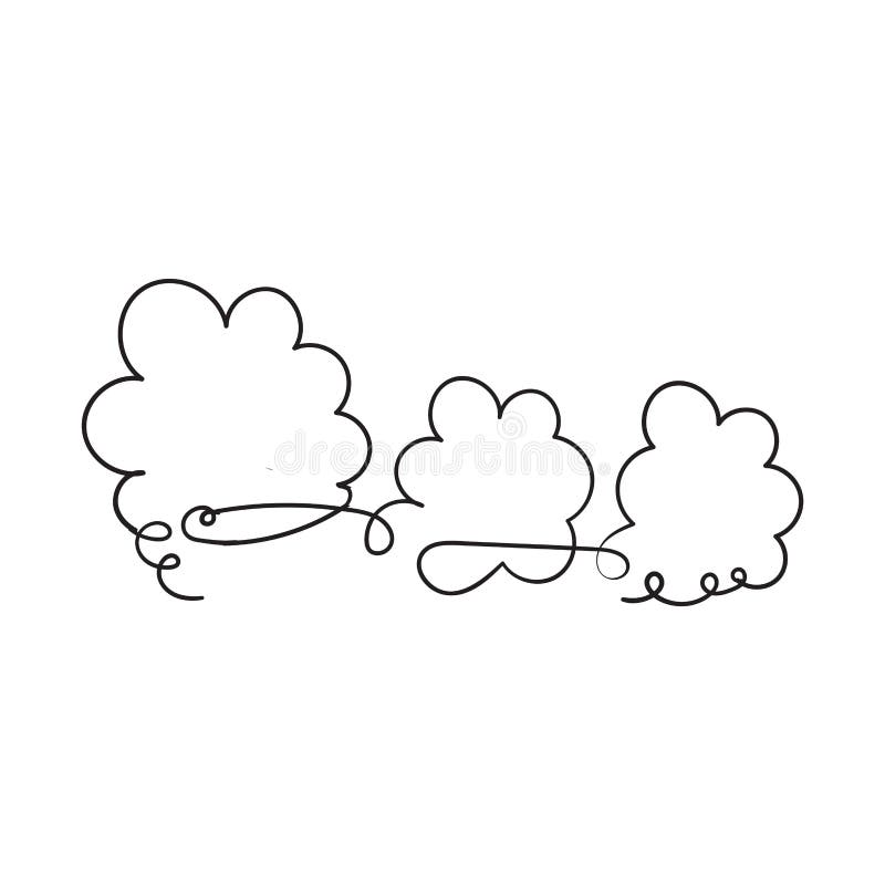 Hand Drawn Continuous Line Drawing. Clouds.doodle Hand Drawing Style ...