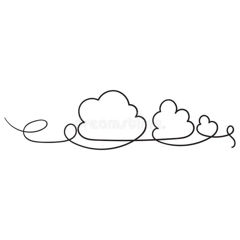 Hand Drawn Continuous Line Drawing. Clouds.doodle Hand Drawing Style ...