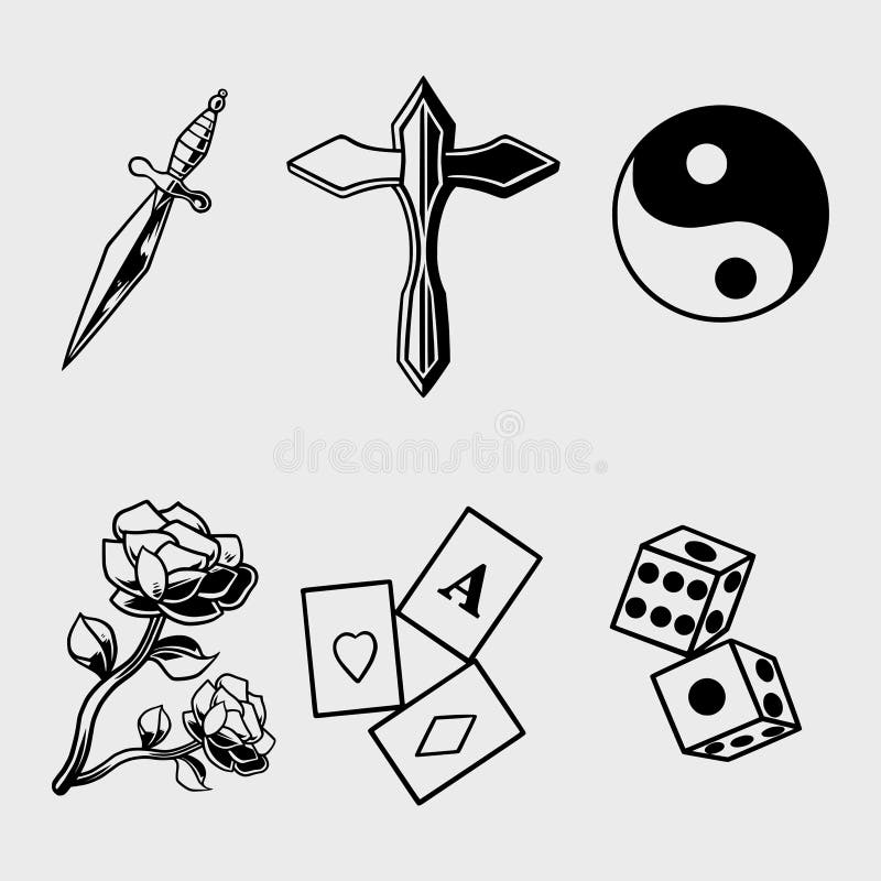 Hand Drawn Cool Icon Symbol Elements Stock Vector - Illustration of ...