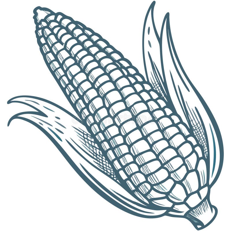 Hand-Drawn Corn Cob Vector Illustration for Agricultural and Culinary ...