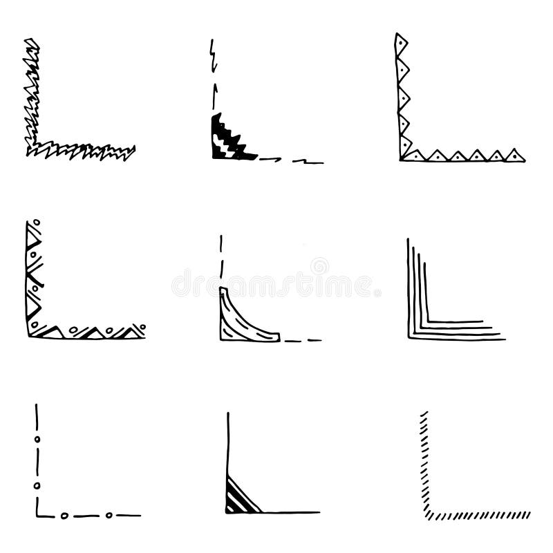 Hand drawn corner set. stock vector. Illustration of elegance - 100181018