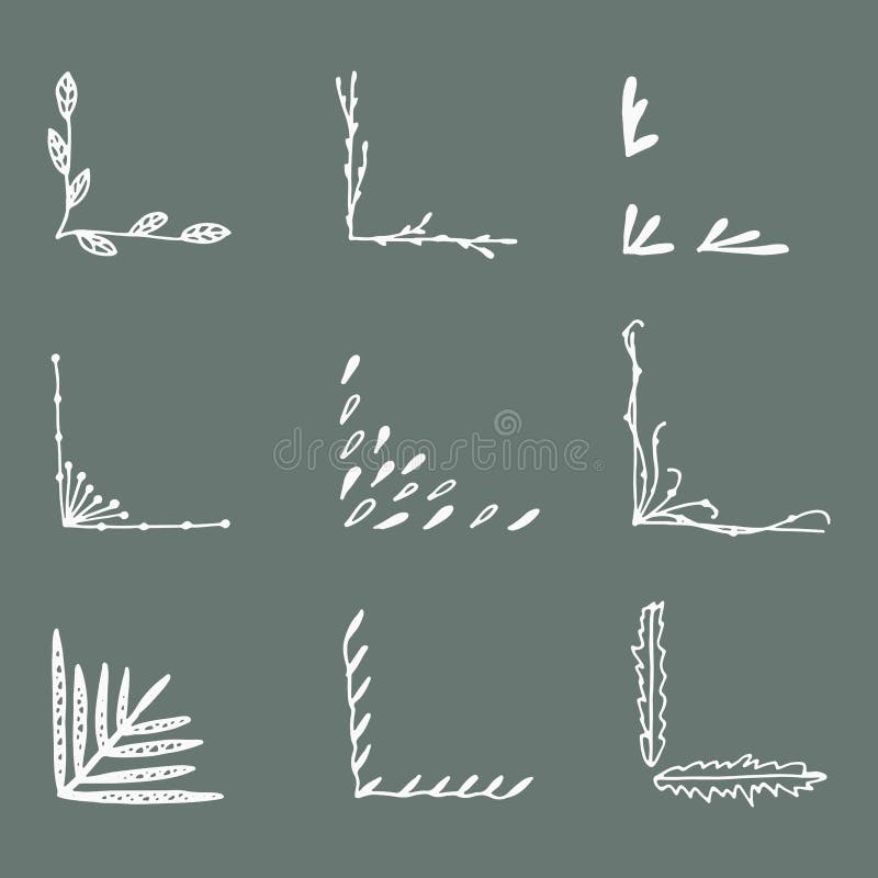 Hand drawn corner set. stock vector. Illustration of flourish - 99425810