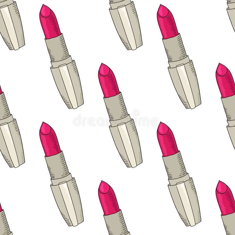 Hand Drawn Cosmetics Pattern. Beauty and Makeup. Stock Vector ...