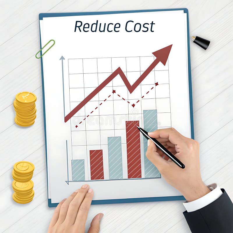 Hand-drawn Cost Reduction Chart Showing Upward Trend Stock Illustration ...