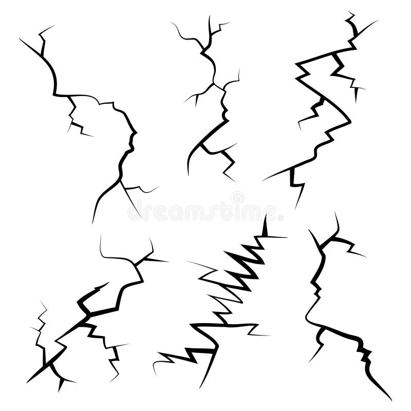Hand Drawn Cracked Glass, Wall, Ground. Lightning Storm Effect Stock ...