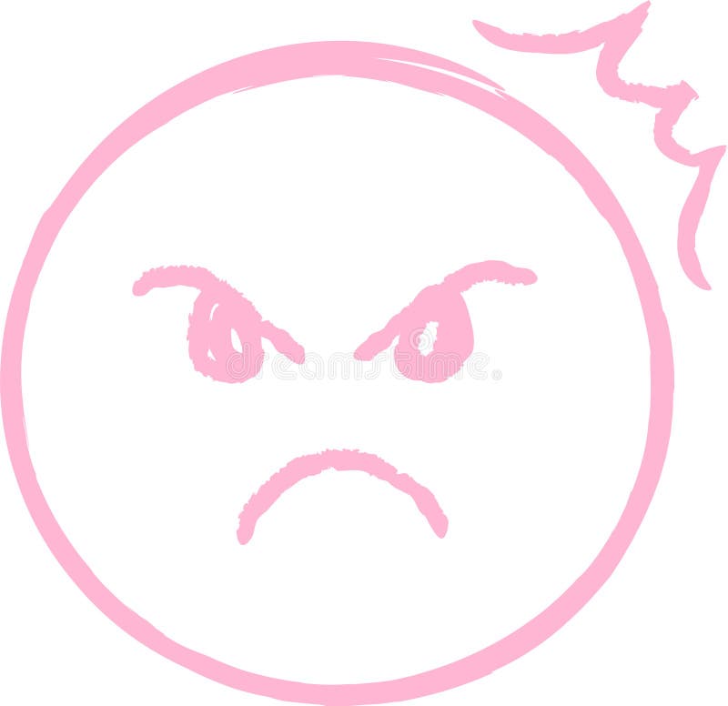 Hand Drawn Crayon Angry Face Emoticon Stock Vector - Illustration of ...