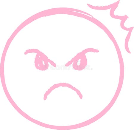 Hand Drawn Crayon Angry Face Emoticon Stock Vector - Illustration of ...