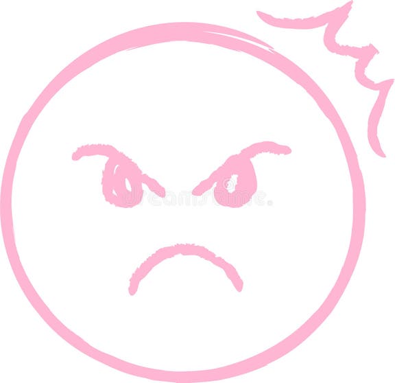 Hand Drawn Crayon Angry Face Emoticon Stock Vector - Illustration of ...