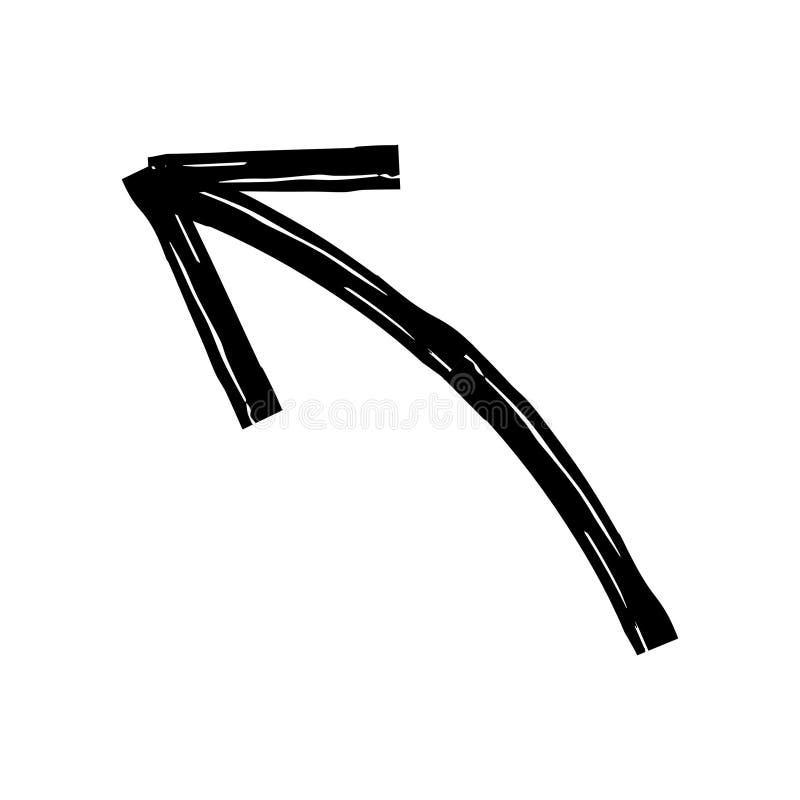 Hand Drawn Crayon Chalk Charcoal Line Arrow. Curvy and Wavy Arrow ...