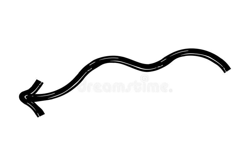 Hand Drawn Crayon Chalk Charcoal Line Arrow. Curvy and Wavy Arrow ...