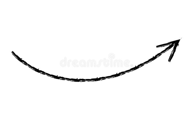 Hand Drawn Crayon Chalk Charcoal Line Arrow. Textured Arrow Isolated on ...