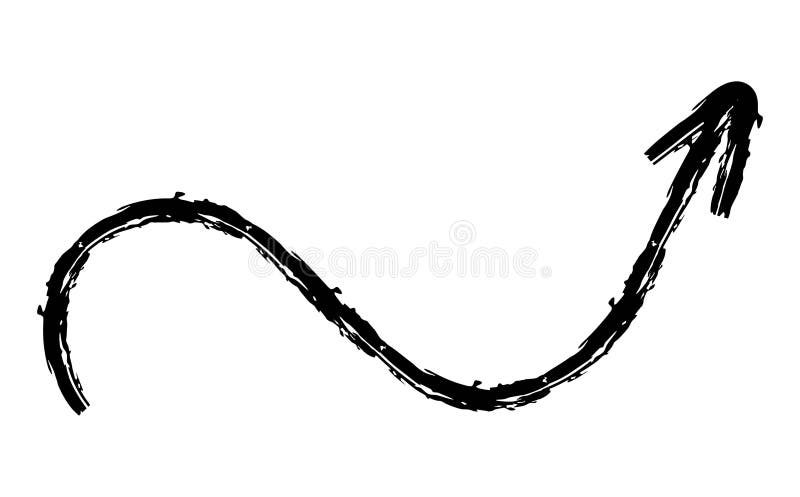 Hand Drawn Crayon Chalk Charcoal Line Arrow. Textured Arrow Isolated on ...