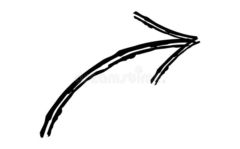 Hand Drawn Crayon Chalk Charcoal Line Arrow. Textured Arrow Isolated on ...