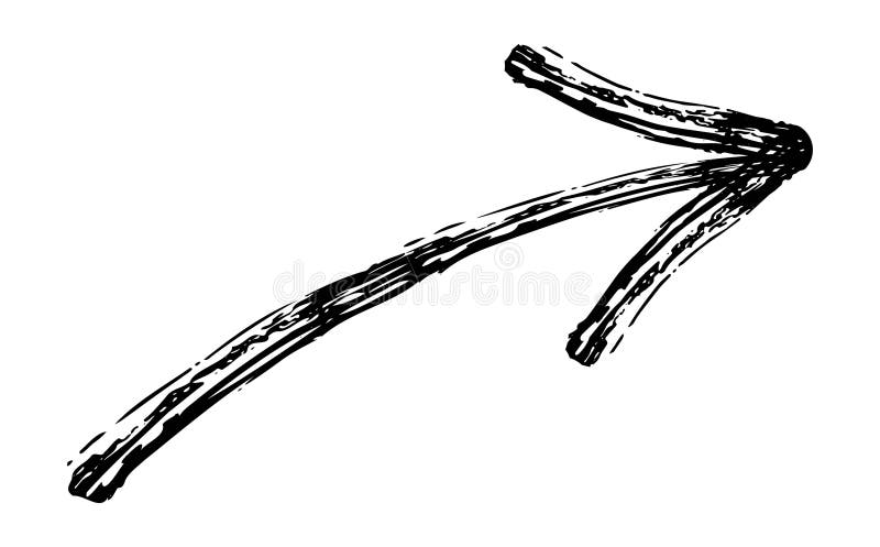 Hand Drawn Crayon Chalk Charcoal Line Arrow. Textured Arrow Isolated on ...