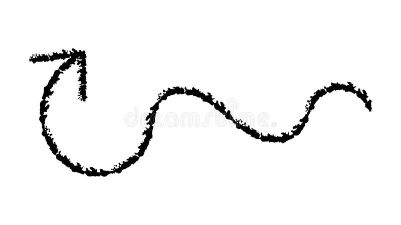 Hand Drawn Crayon Chalk Charcoal Line Arrows Set. Curvy and Wavy Arrows ...