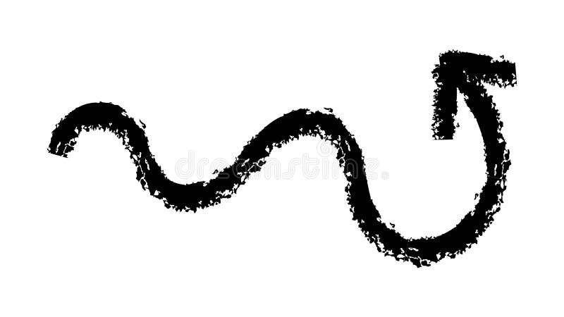 Hand Drawn Crayon Chalk Charcoal Line Arrows Set. Curvy and Wavy Arrows ...