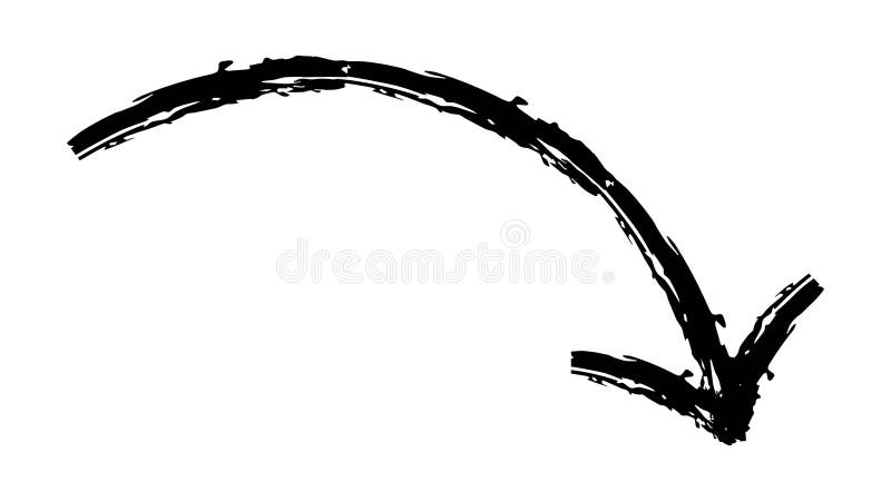 Hand Drawn Crayon Chalk Charcoal Line Arrows Set. Curvy and Wavy Arrows ...