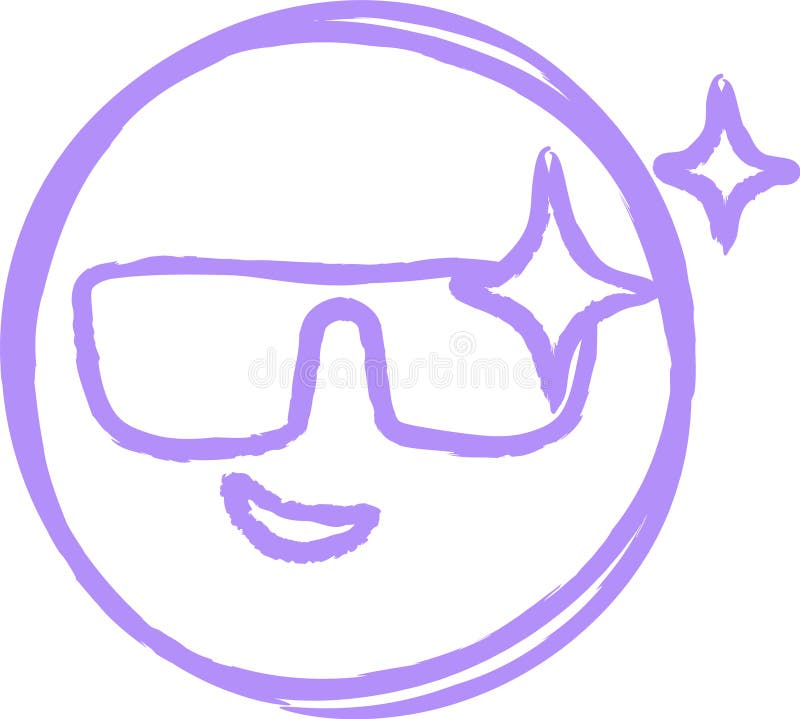 Hand Drawn Crayon Cool Face Emoticon Stock Vector - Illustration of ...