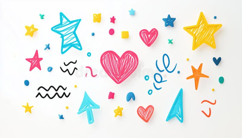 Hand Drawn Crayon Elements stock illustration. Illustration of abstract ...