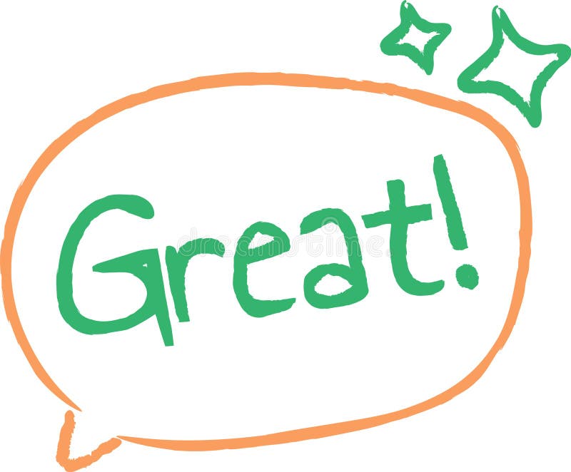 Hand Drawn Crayon Great Speech Bubble Stock Vector - Illustration of ...