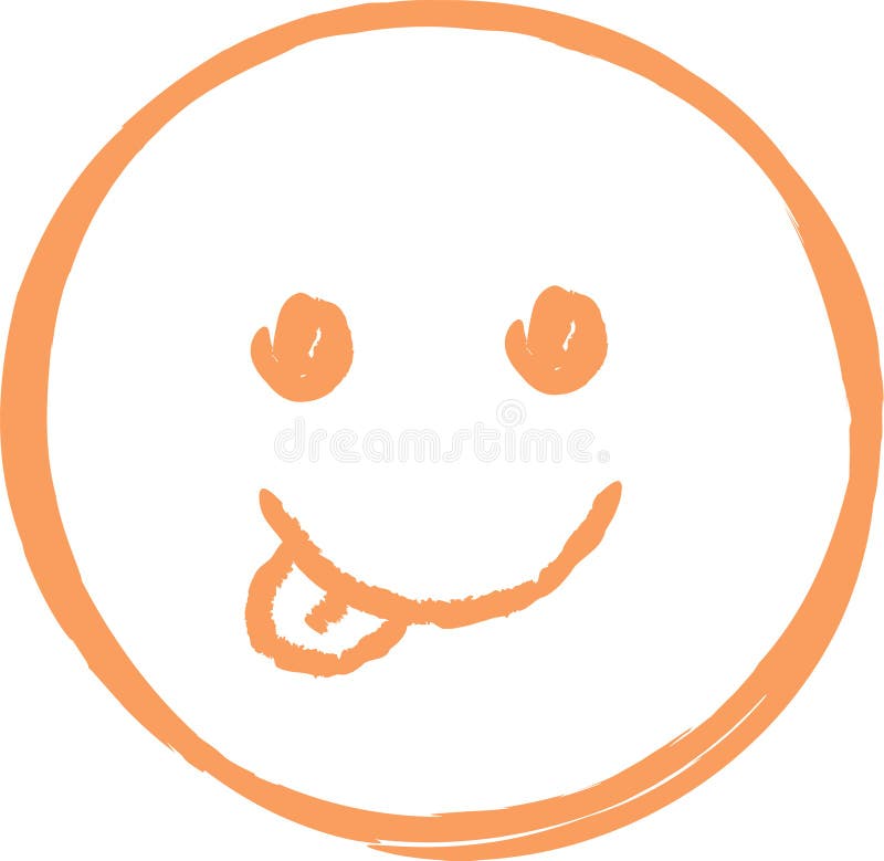 Hand Drawn Crayon Happy Face Emoticon Stock Vector - Illustration of ...