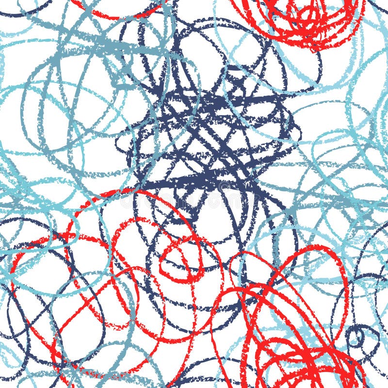 Hand Drawn Crayon Line Seamless Pattern. Doodle Design Element Stock ...