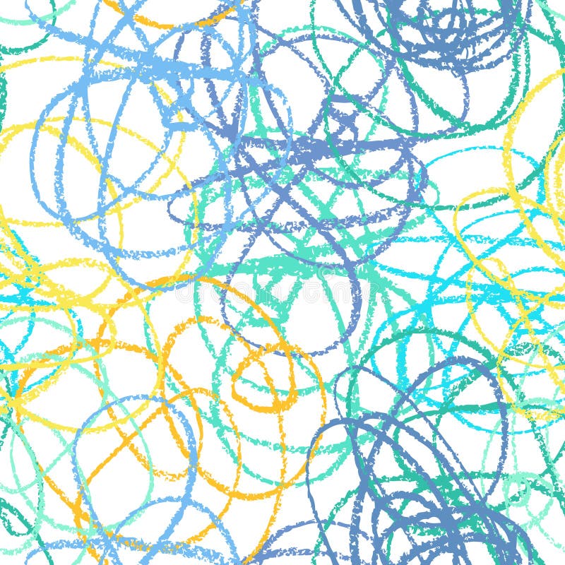 Hand Drawn Crayon Line Seamless Pattern Stock Vector - Illustration of ...