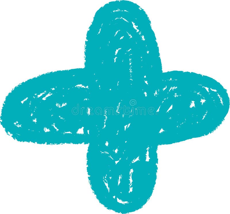 Hand Drawn Crayon Plus Shape Stock Illustration - Illustration of check ...