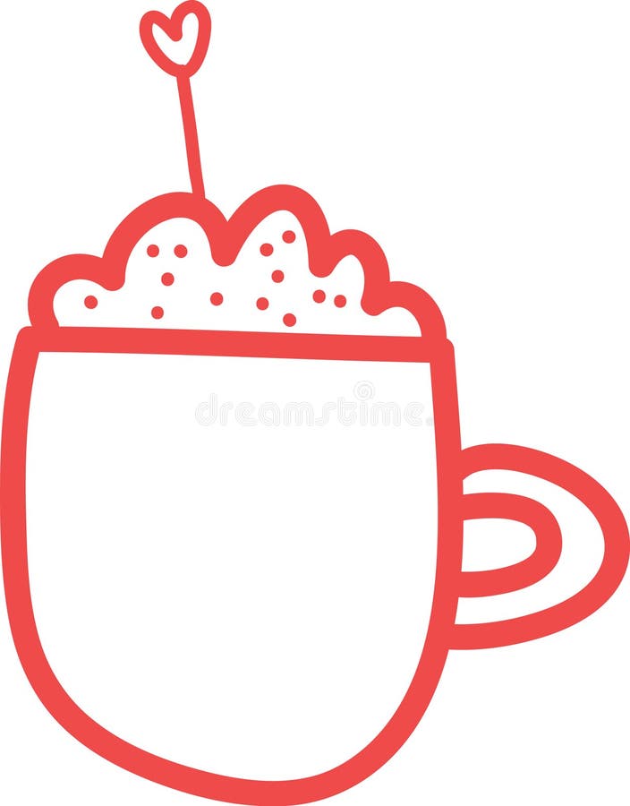 Hand Drawn Cream Drink in Cup with Heart Stick Stock Vector ...