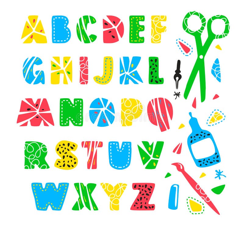 Hand Drawn Creative Alphabet Stock Vector - Illustration of alphabet ...