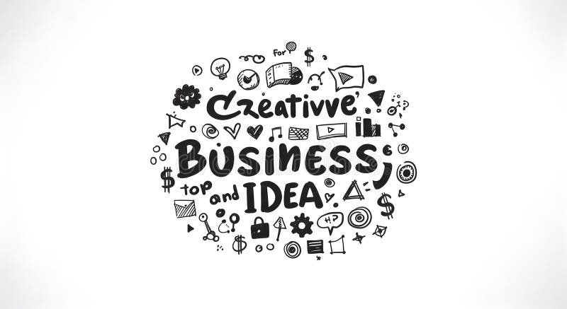 Hand Drawn Creative Business Idea Concept Doodle Elements on White ...