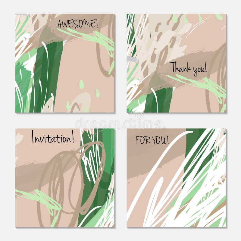 Hand Drawn Creative Invitation Greeting Cards Stock Vector ...