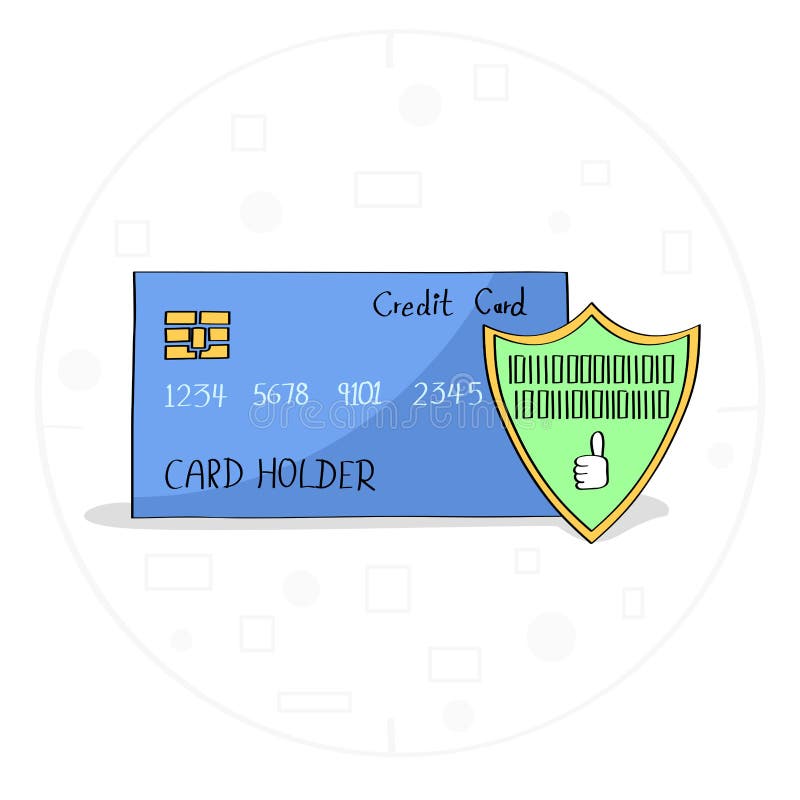 Hand Drawn Credit Card Security Shield Concept Stock Vector ...