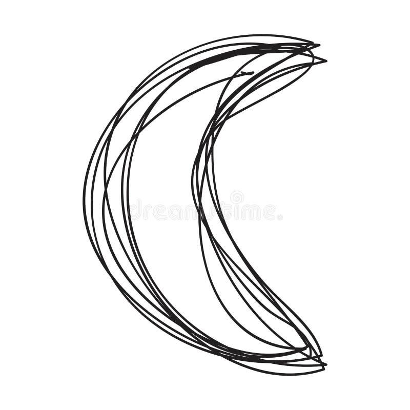 Hand Drawn Crescent Doodle, Sketch Scribble Element, Pencil Art Design ...