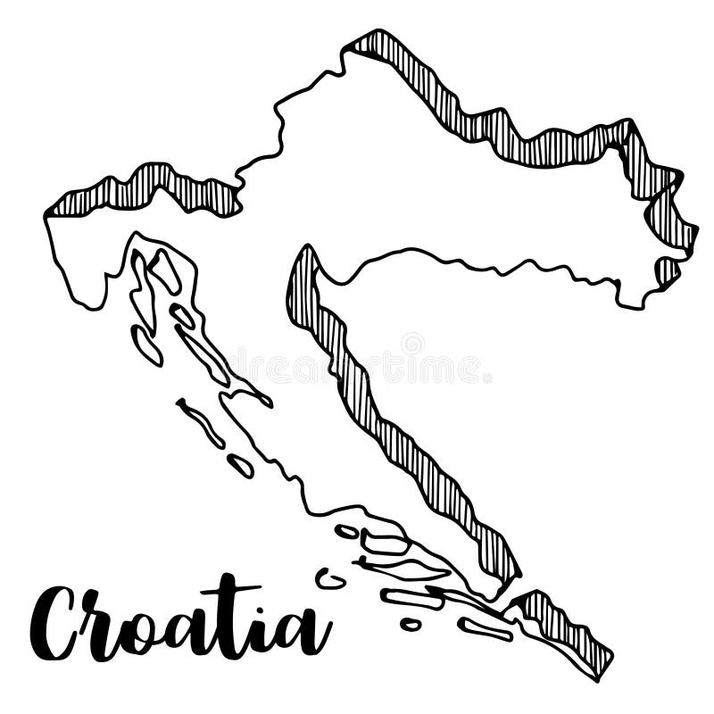 Croatia hand-drawn map. stock vector. Illustration of chart - 134539719