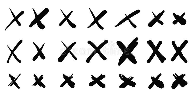 Hand Drawn Cross Mark. Doodle Set of Wrong Sign or False Mark Stock ...
