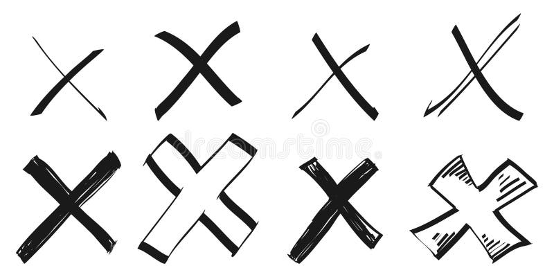 Hand Drawn Cross Mark. Doodle Set of Wrong Sign or False Mark Stock ...